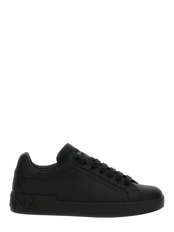 Dolce & Gabbana Portofino' Lace-up Leather Sneakers - Black