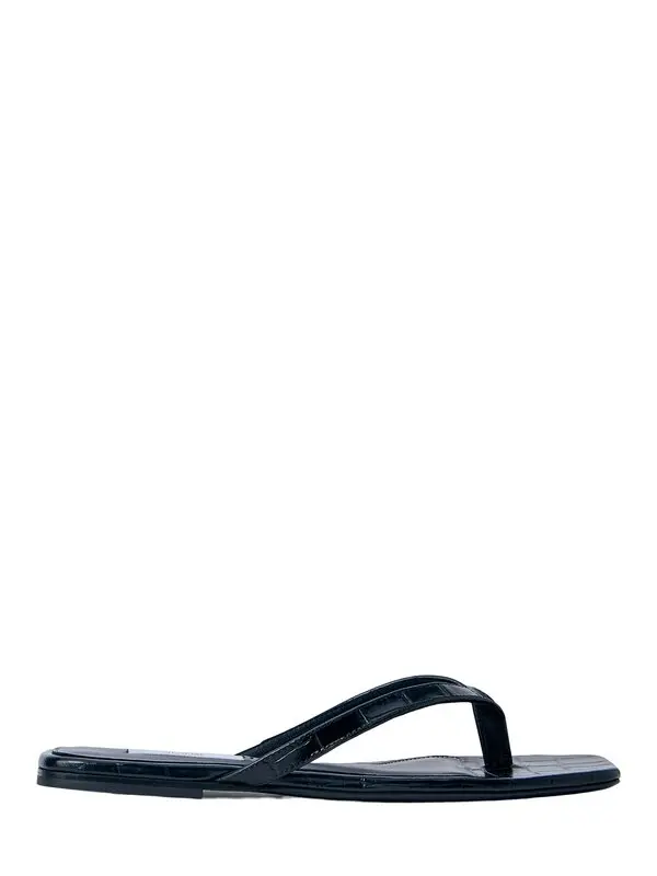 TOTEME Croc-embossed Leather Flip Flops - Black