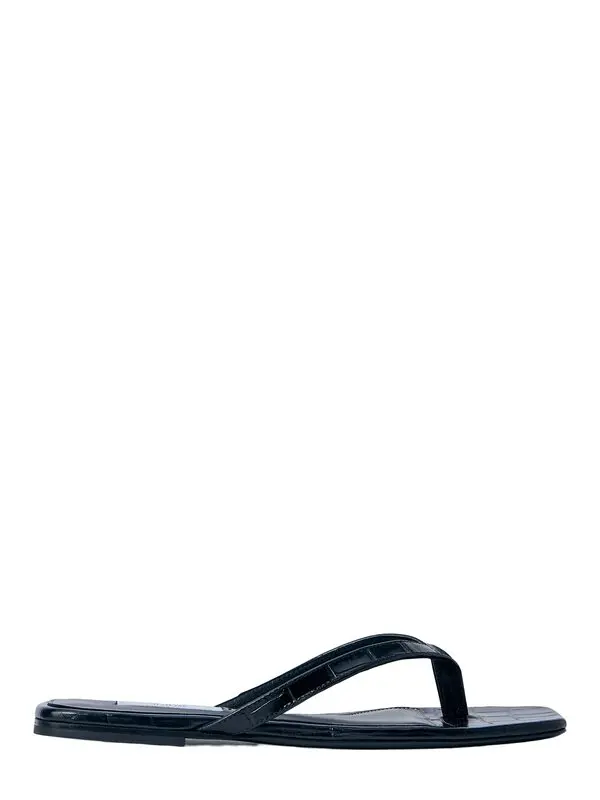 TOTEME Croc-embossed Leather Flip Flops - Black