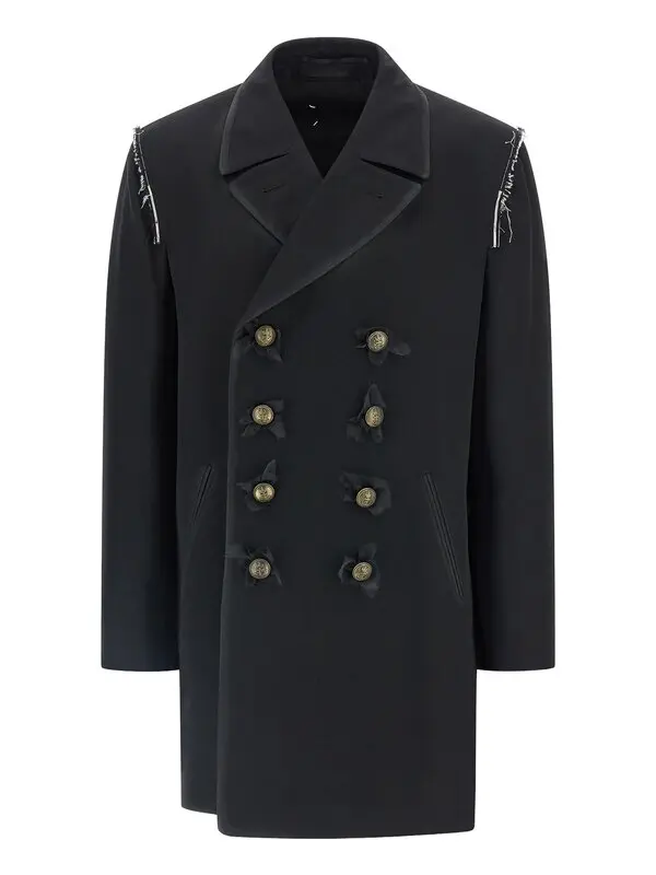 MAISON MARGIELA Double-breasted Wool Coat With Removable Inner Vest - Black