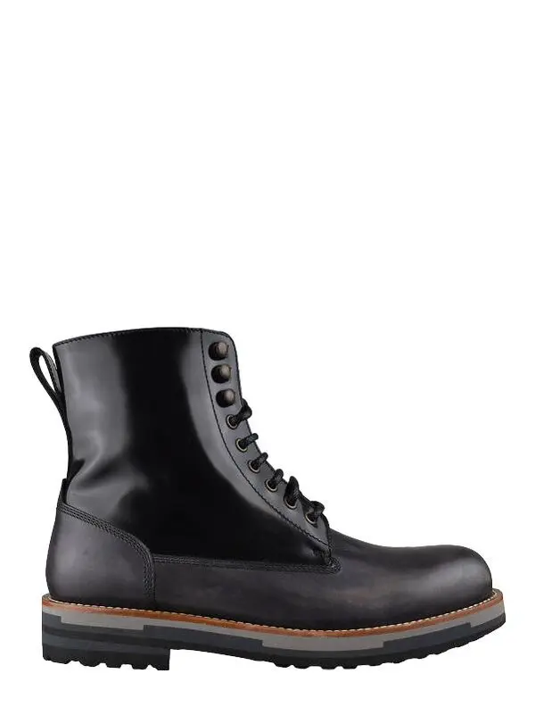 Dolce & Gabbana Glossed Leather Lace-up Ankle Boots - Black