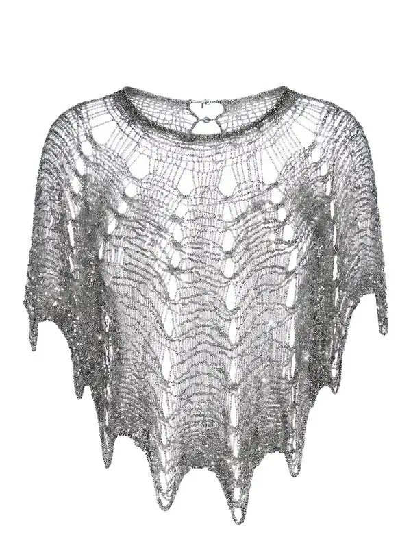 NATALIA FEDNER Rhodium Metal Marilyn Flare Capelet - Silver