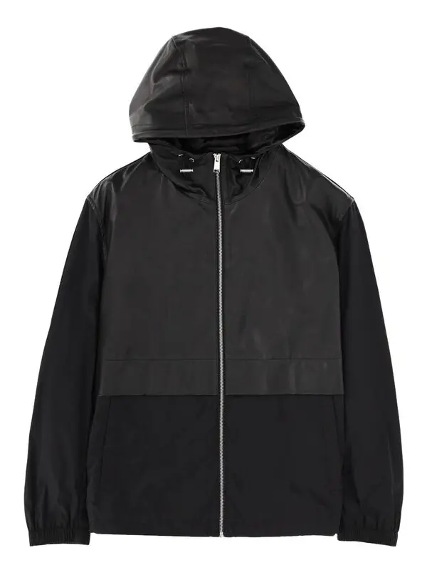 BOSS Leather Blend Hooded Jacket - Black