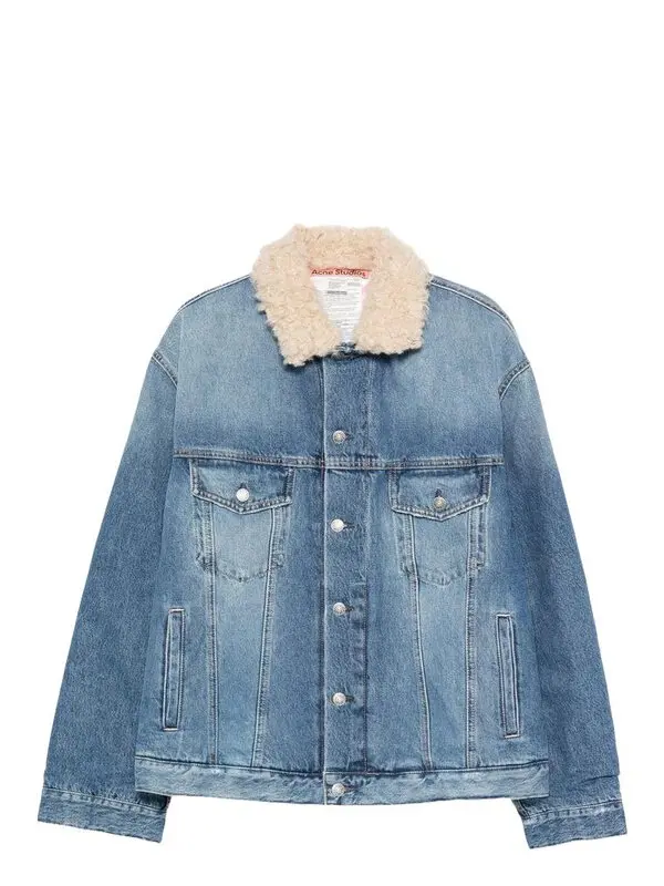 Acne Studios Denim Jacket With Shearling Collar - Blue