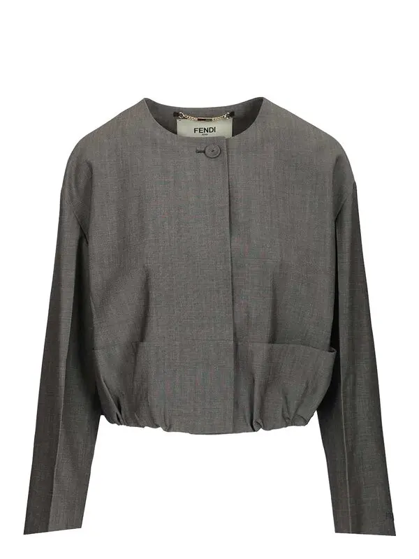 Fendi Mohair Fabric Cropped Jacket - Gray