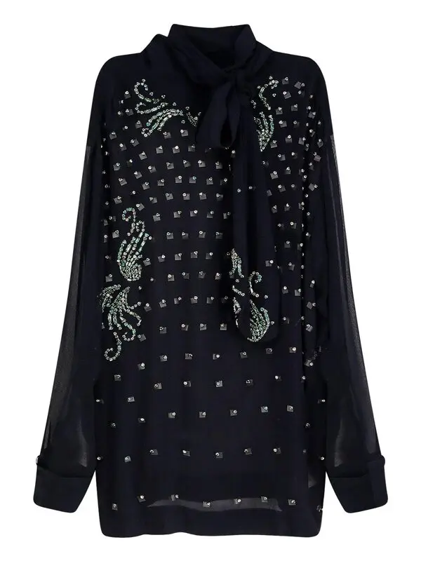 Dries Van Noten Embellished Viscose Shirt - Blue