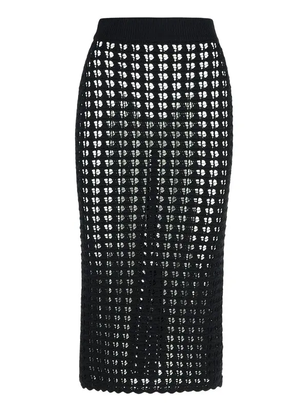 Dolce & Gabbana Virgin Wool Crocheted Skirt - Black