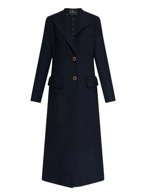 Etro Double-vented Long Coat - Blue