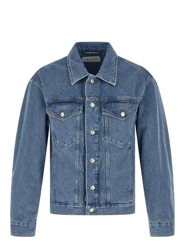 Dries Van Noten Cotton Denim Jacket With Contrast Stitching - Blue