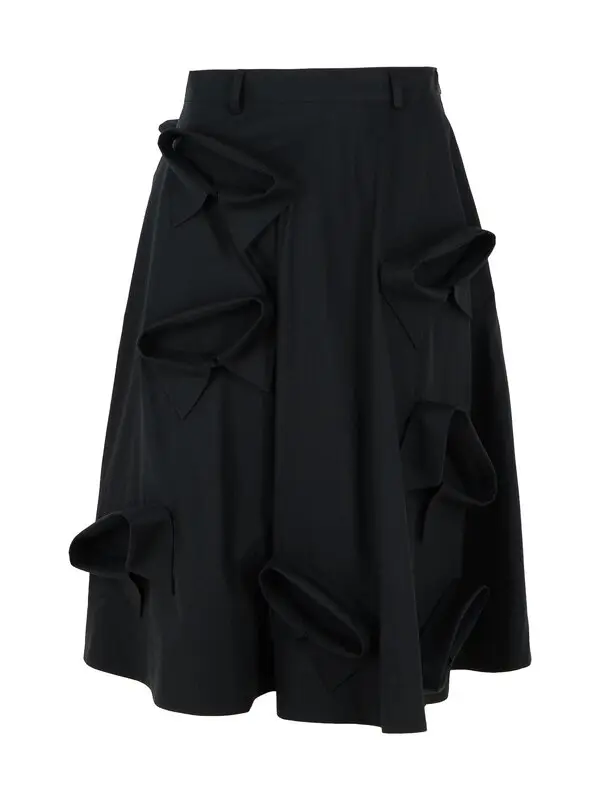 Moschino Cotton Skirt With Decorative Collars - Black