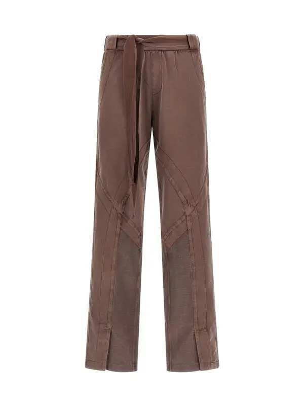 Attico Front Split Light American Fleece Pants - Brown