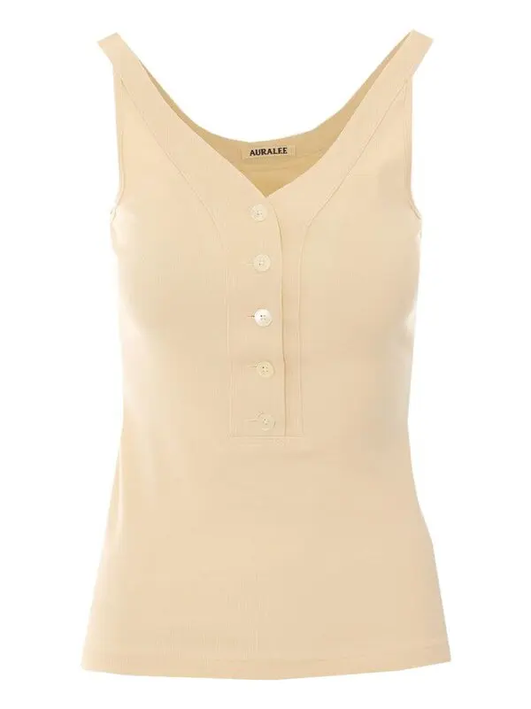 Auralee Organic Cotton Fine Rib Tank - White