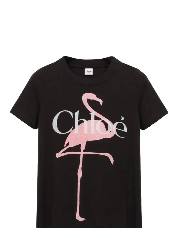 Chloé T-shirt With Flamingo Logo - Black