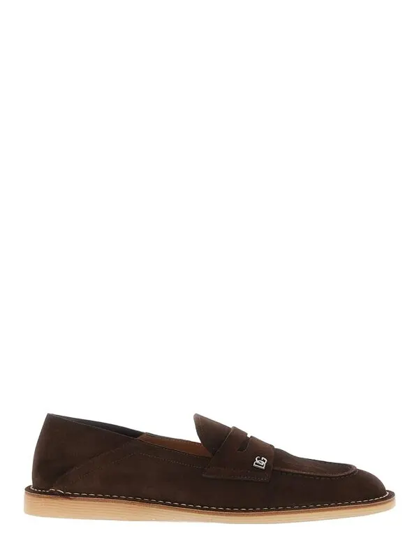 Dolce & Gabbana Florio Loafers With Dg Logo Detail On The Side In Suede For - Multicolor