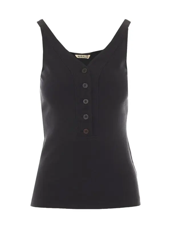 Auralee Organic Cotton Fine Rib Tank - Black