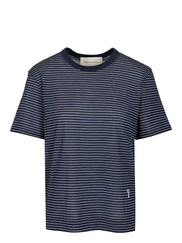 Ami Short-sleeved Striped T-shirt - Blue