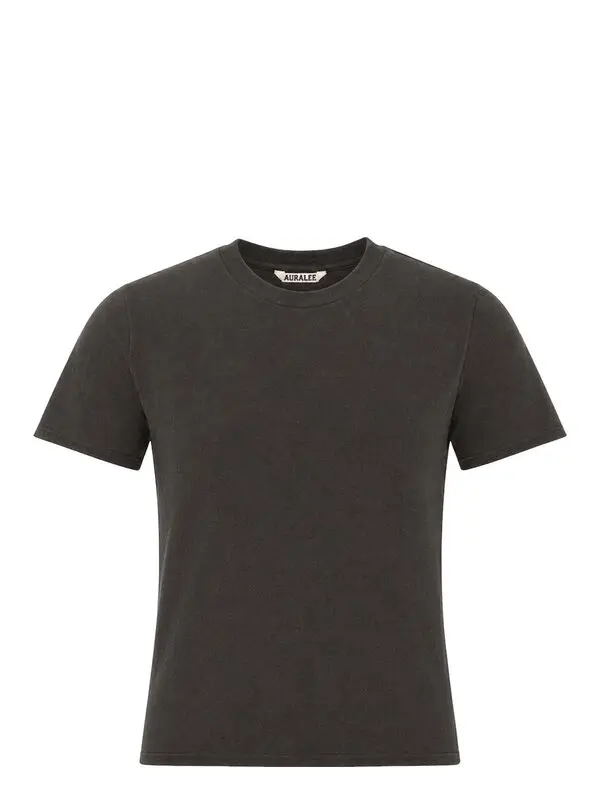 Auralee Brushed Organic Cotton Jersey T-shirt - Black