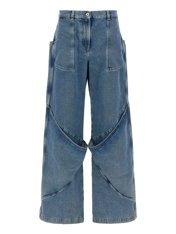 Attico Maxi Pocket Wide Leg Jeans - Blue