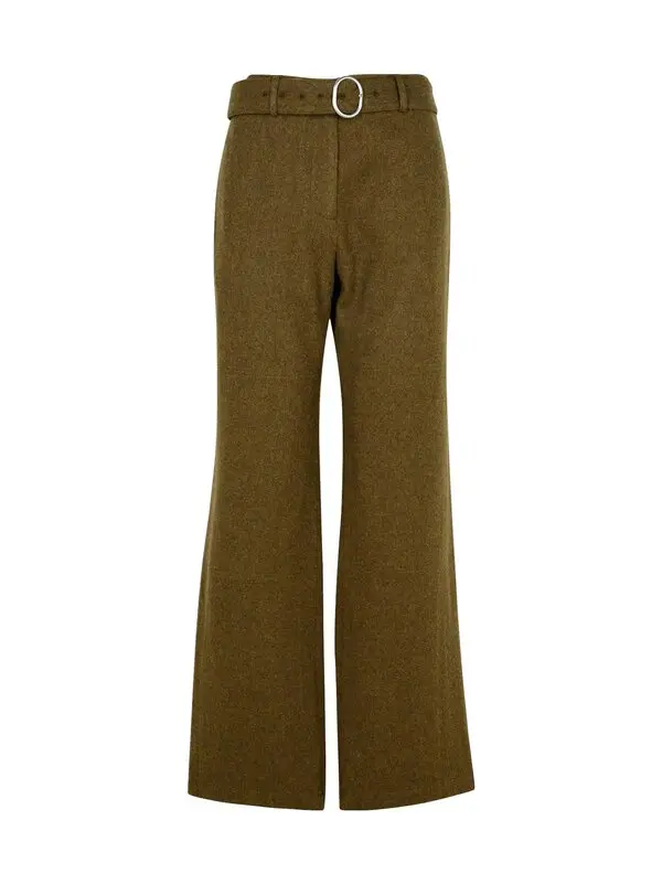 JIL SANDER Wool Flannel Pants - Brown