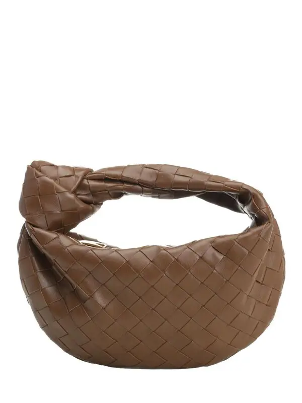 Bottega Veneta Mini Jodie Handbag In Intreccio Nappa - Brown