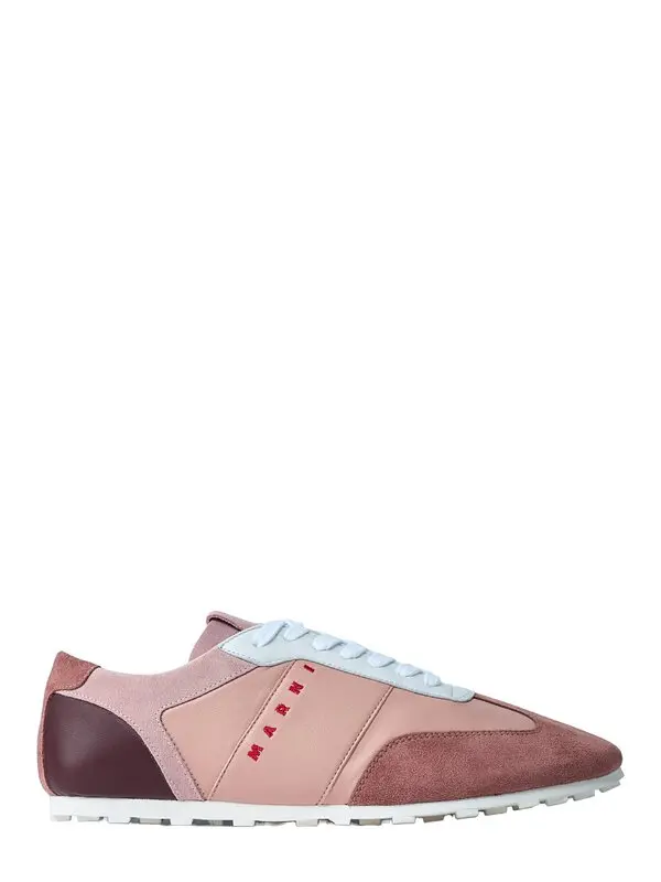 Marni Softy Soccer Leather Sneakers With Suede Panels - Cream