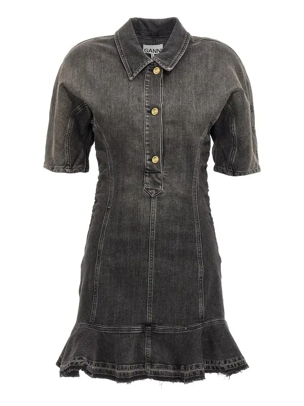 GANNI Tint Edge Denim Dress - Black