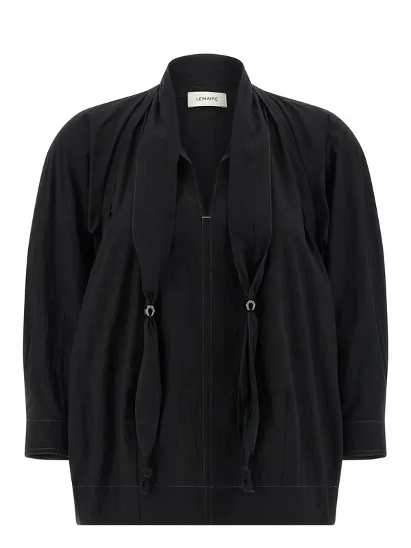 LEMAIRE Cotton Blouse With Scarf Detail - Black