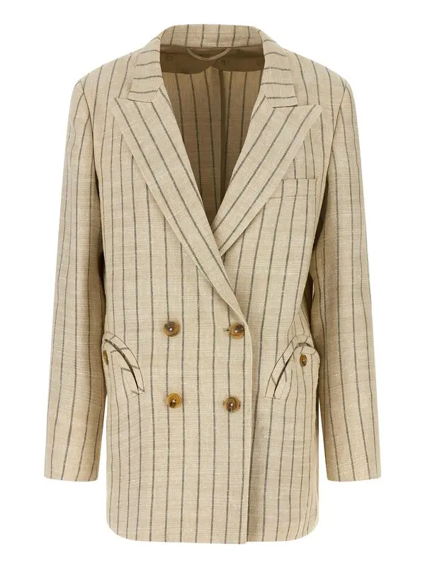 BLAZÉ MILANO Serene Everyday' Striped Double-breasted Blazer - Cream