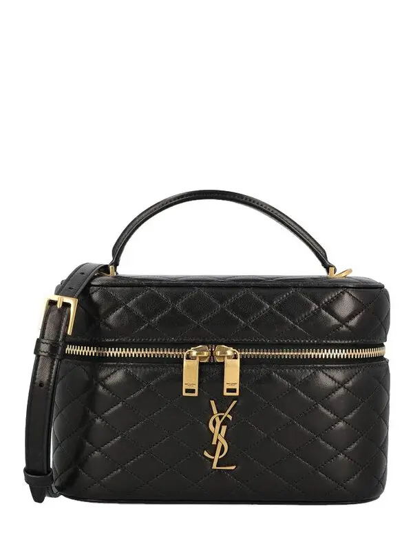 Saint Laurent Chevron Quilted Lambskin Vanity Case - Black
