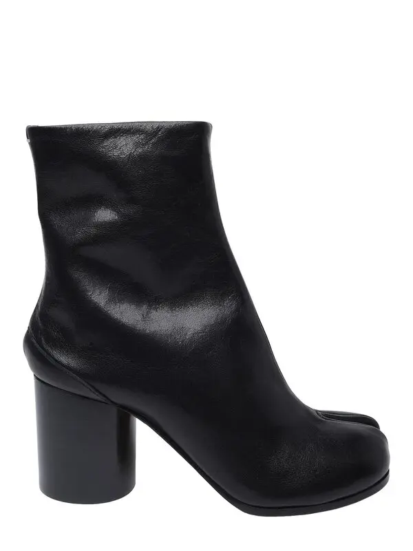 MAISON MARGIELA Leather Tabi Ankle Boots With Conical Heel - Black