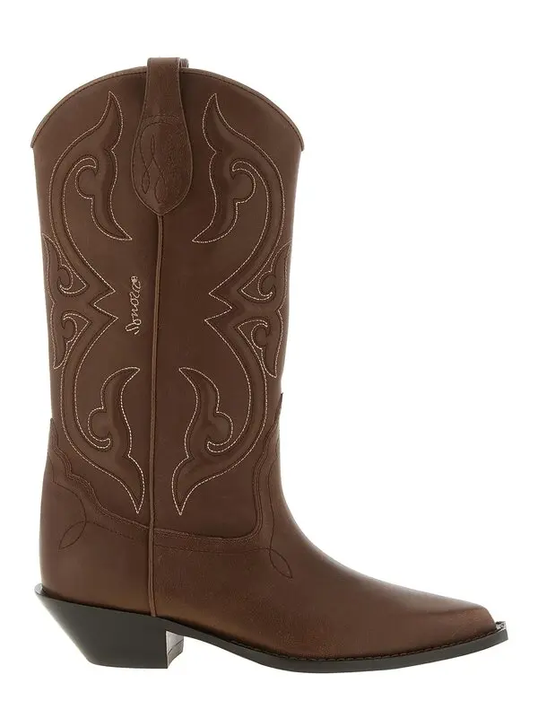 SONORA Yuma Napped Calfskin Leather Boots With Contrast Stitching - Brown