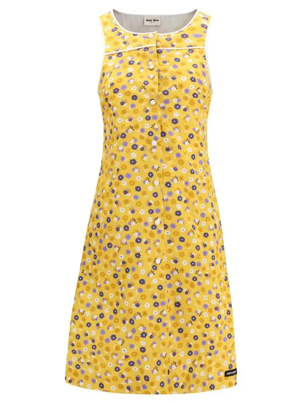 Miu Miu Floral Midi Dress - Yellow
