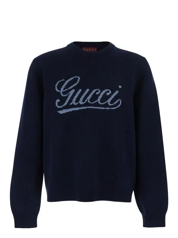 Gucci Wool Crew Neck Sweater With Logo Embroidery - Multicolor