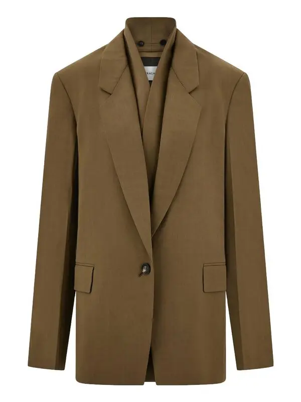 FERRAGAMO Ochre Virgin Wool And Viscose Blend Blazer - Brown