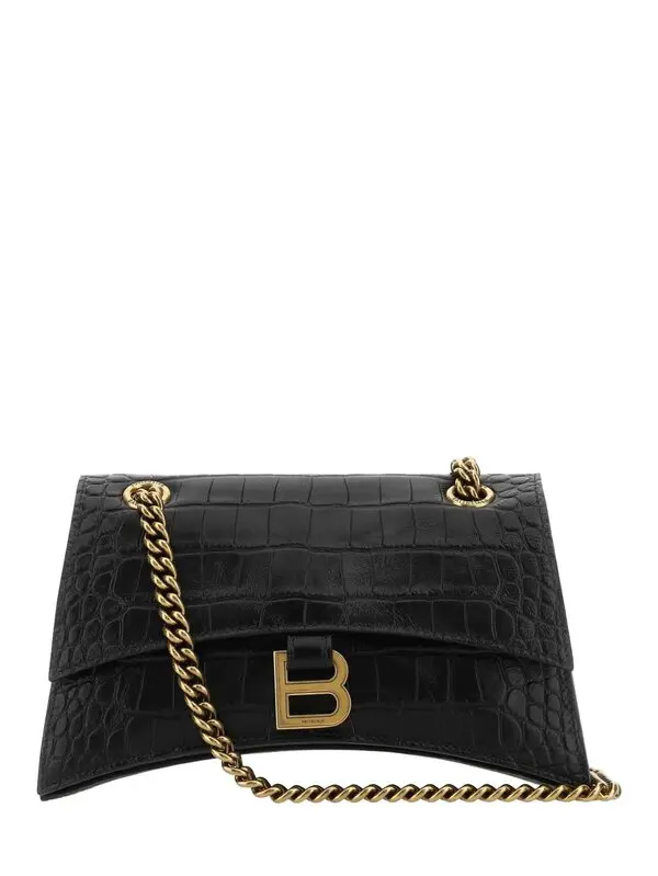 Balenciaga Leather Crush S Shoulder Bag - Black