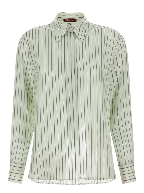 Max Mara Mstflirt Striped Silk Shirt - Green