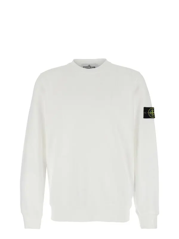 Stone Island Crewneck Sweatshirt With Logo Patch - White