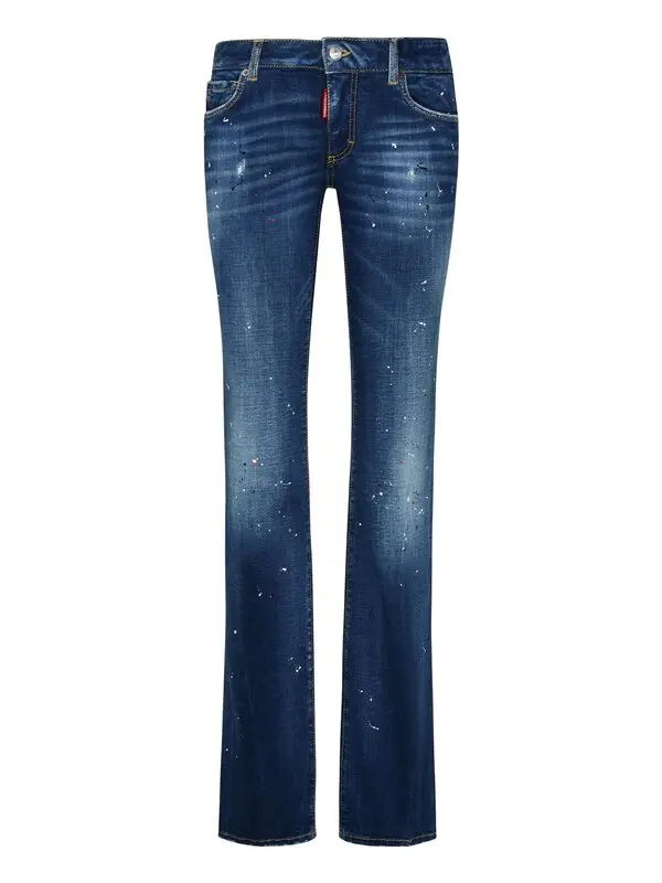 Dsquared2 Cotton Denim Flared Jeans With Color Spots - Blue
