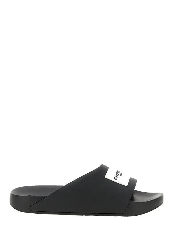 Givenchy Rubber Logo Mules - Black