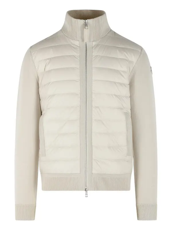Moncler Padded Virgin Wool Zip Cardigan - Cream