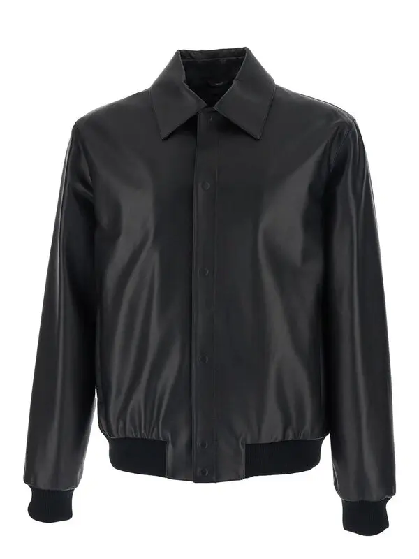 Fendi Leather Jacket With Lettering Logo - Multicolor