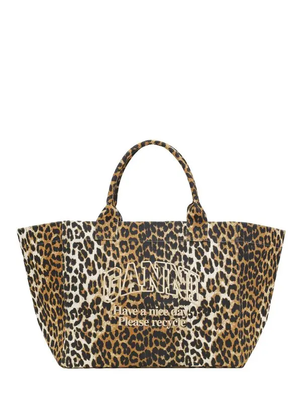 GANNI Leopard Print Xxl Tote Bag - Multicolor