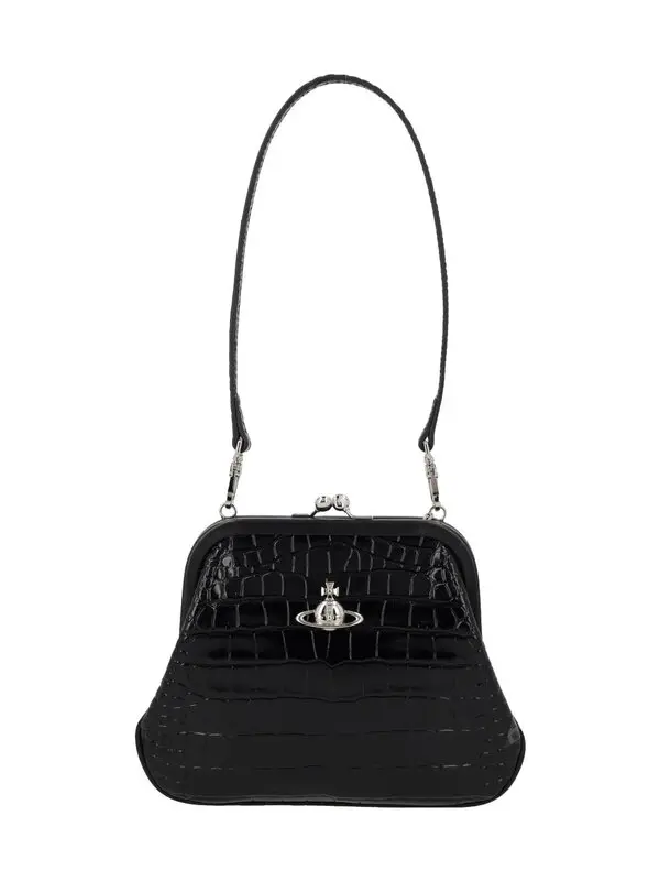 VIVIENNE WESTWOOD Clutch Bag With Metal Clasp - Black