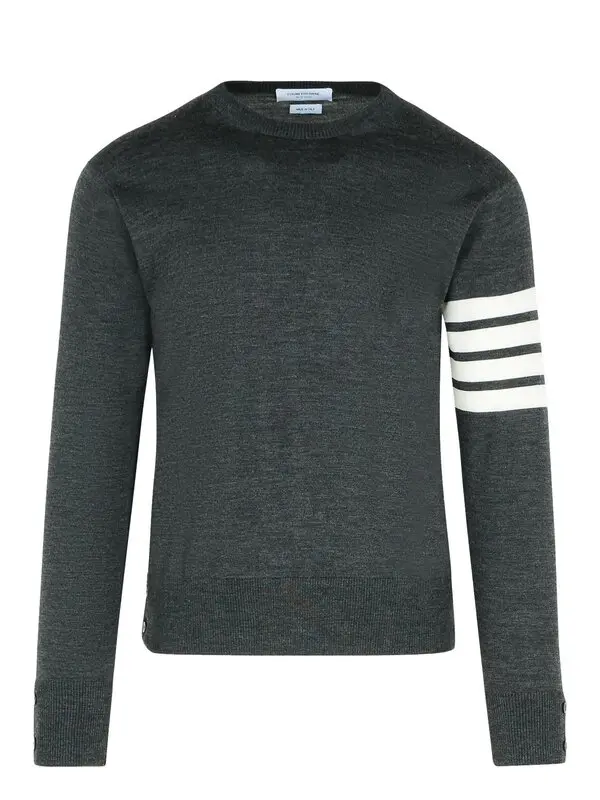 Thom Browne 4-bar Grey Virgin Wool Sweater - Gray