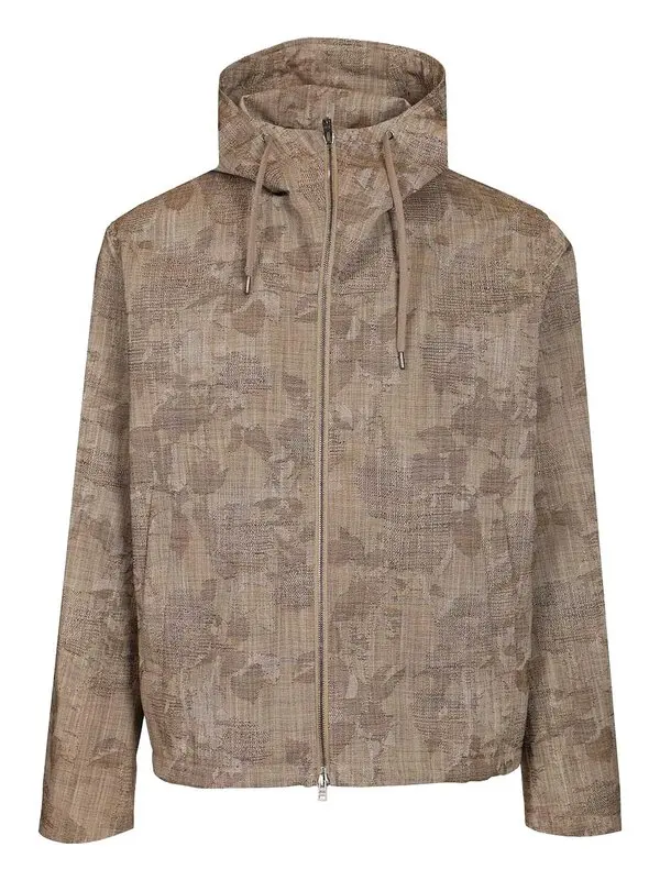 Herno Jacquard Waterproof Hooded Jacket - Brown
