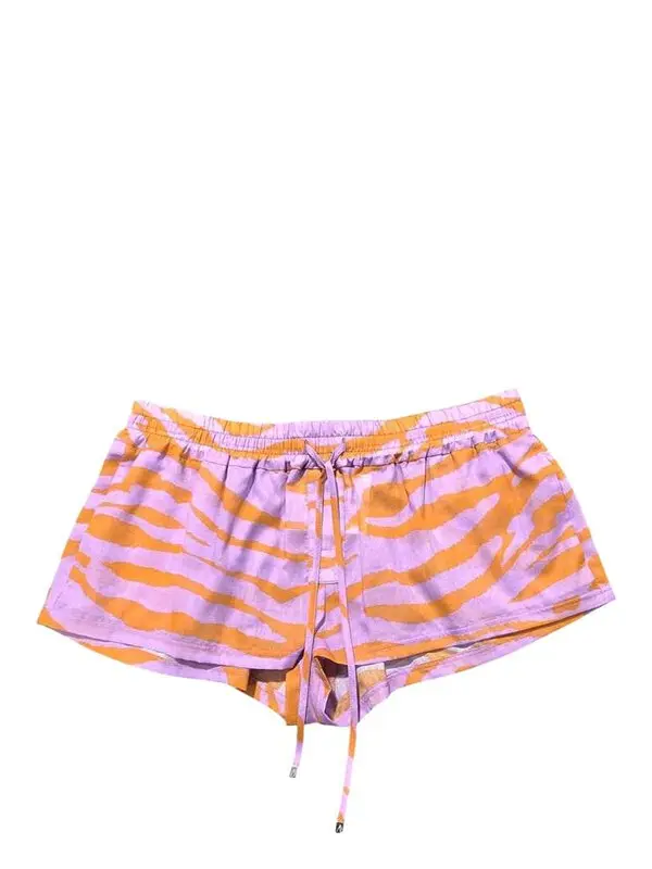 Attico Zebra Print Cotton Shorts - Multicolor