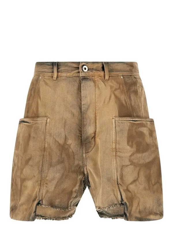 Rick Owens Stefan Cargo Denim Shorts - Cream