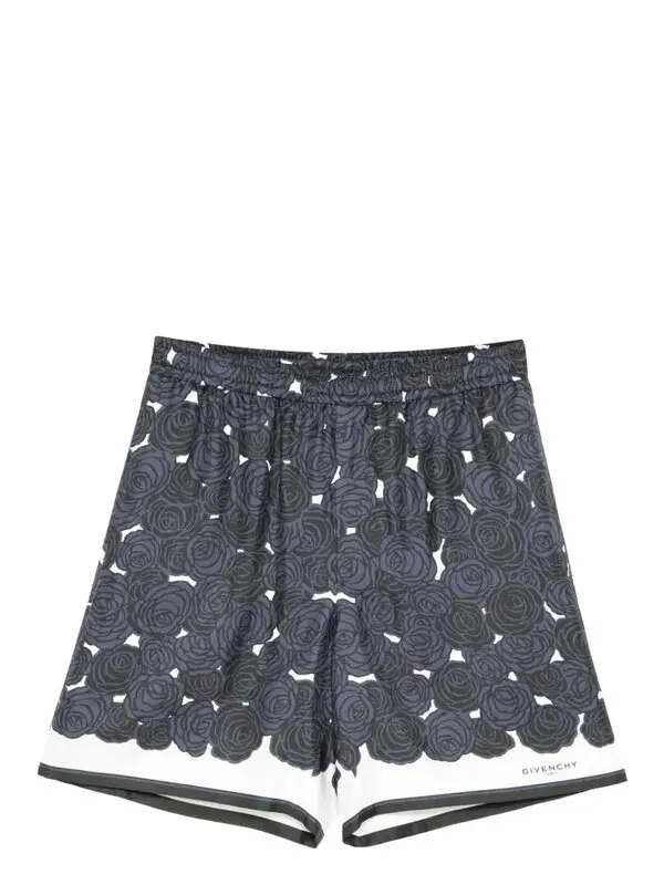 Givenchy Floral Silk Bermuda Shorts - Blue