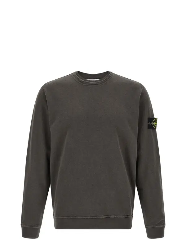 Stone Island Brushed Cotton Sweatshirt With Logo Badge - Gray