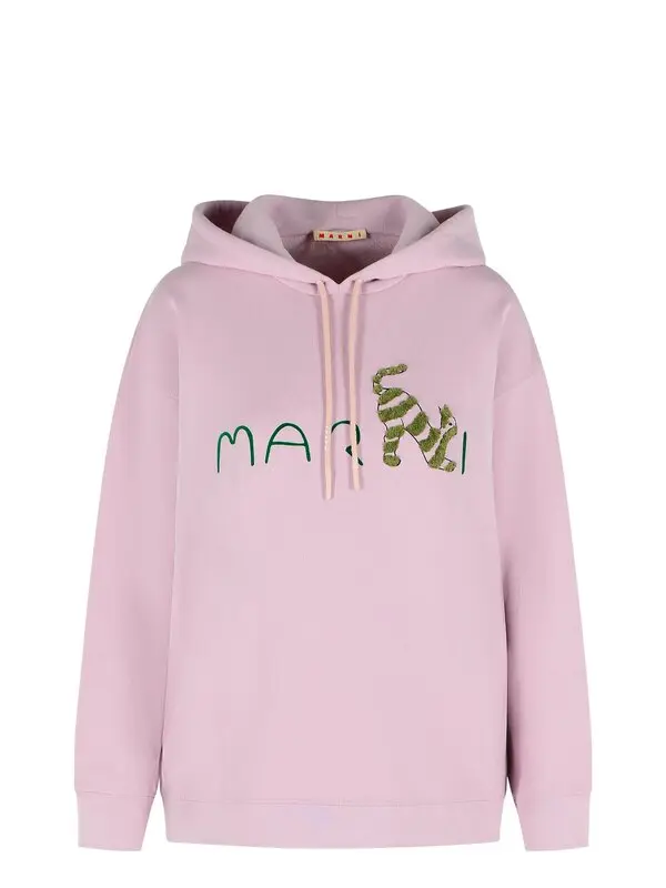 Marni Cotton Sweatshirt With Contrast Logo - Pink